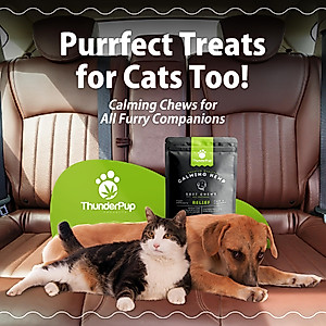 ThunderPup Premium Hemp Chews | Natural Calming Hemp Treats for Thunderstorms, Fireworks, Separation, & Traveling | Hip and Joint, Immune, & Overall Health Support, Chamomile & Valerian Root.