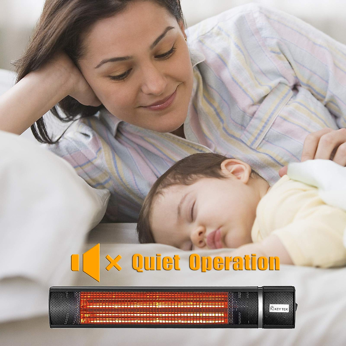 Wall-Mounted Patio Heater for Outdoor Use Electric Infrared Heaters 1500w with 3 Level ,Waterproof Space Patio Heaters, Remote Control, Black