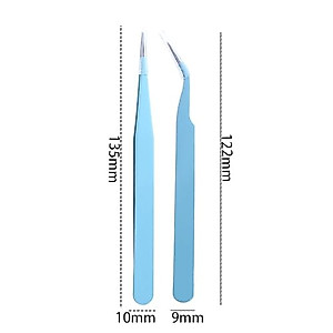 Stainless Steel Stickers Tweezers, Scrpabooking Tape Sticker Tweezers Journal Tool Tweezers for Beads, Sequins DIY Crafts(Elbow,blue)