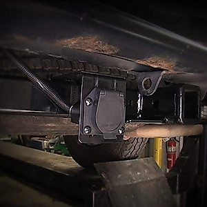 SnowyFox 4 Flat to 7 Way Round Trailer Light Adapter Plug 6-24V for Trailer RV Boat Car with Mounting Bracket