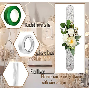 WarmValley 12Pcs Corsage Wristlet Wrist Corsage Bracelets, Wedding DIY Corsage Wristlet Band, Faux Leather 8.9 x 1in Sequin Corsage Kit, Accessories for Bridesmaid Bridal Shower Party Prom