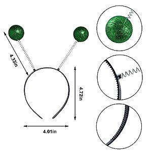 jiebor 20Pcs Alien Headband Martian Antennas Headband Space Costume Accessories for Party Women Silver Green