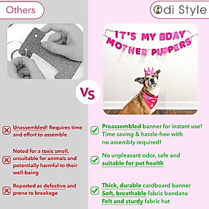 Odi Style Dog Birthday Party Supplies - Dog Birthday Bandana Set - Birthday Girl Bandana for Medium, Large Dogs, Party Hat, Crown and Cute Dog Birthday Banner with It's My Birthday Mother Puppers Sign