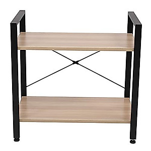 2-Tier Gray Bookshelf, Bookcase, Industrial Wood Storage Rack Open Shelves, Modern Standing Bookshelves Display Rack for Bedroom Living Room, Bookcase Shelf Storage Organizer 60 x 33 x 58.5cm