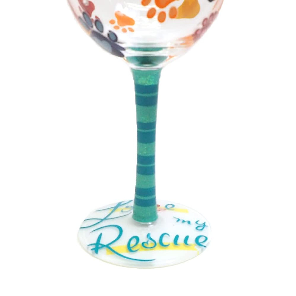 Enesco Designs by Lolita Love My Rescue Paw Prints Artisan Hand-Painted Wine Glass, 1 Count (Pack of 1), Multicolor