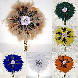 Custom Wedding Hand Fan with Feather Dance Fan Spain Style Abanico De Mano with Sequin Handmade Wedding Feather Bride Photo Prop