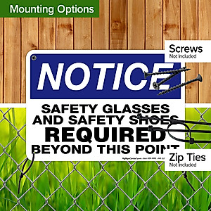Safety Glasses and Safety Shoes Required Beyond This Point Sign, 7" x 10" 0.40 Aluminum, Fade Resistance, Indoor/Outdoor Use, USA MADE By My Sign Center