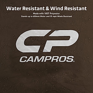 CAMPROS CP Tent 6 Person-Camping-Tents, Waterproof Windproof Family Dome Tent with Top Rainfly, Large Mesh Windows, Double Layer, Easy Set Up, Portable with Carry Bag - Brown