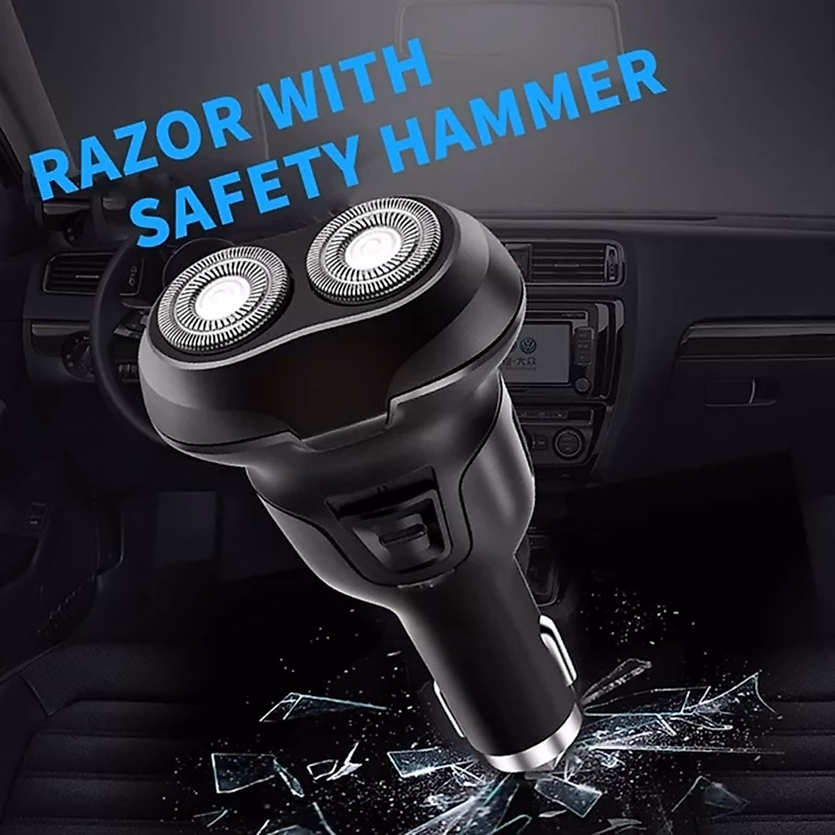 KJEWOJ 12V/24V Electric Car Shaver Men's Rechargeable Beard Cutter Hammer (Black, One Size)