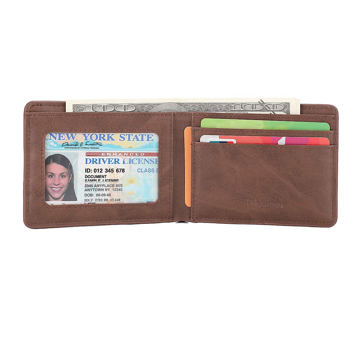 Mens Slim Front Pocket Wallet ID Window Card Case with RFID Blocking - Coffee with Quick Slot