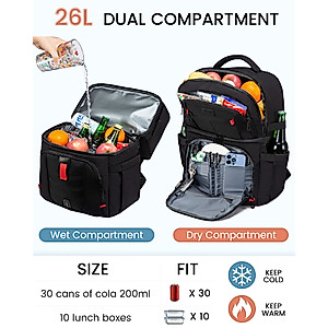 Sucipi Cooler Backpack 54 Cans, Leak-Proof Insulated Backpack with 4 Ice Packs, Double Deck Cooler Bag Up to 12 Hours,Soft Lightweight Lunch Backpack for Men Women to Work Beach Camping Picnic (Black)