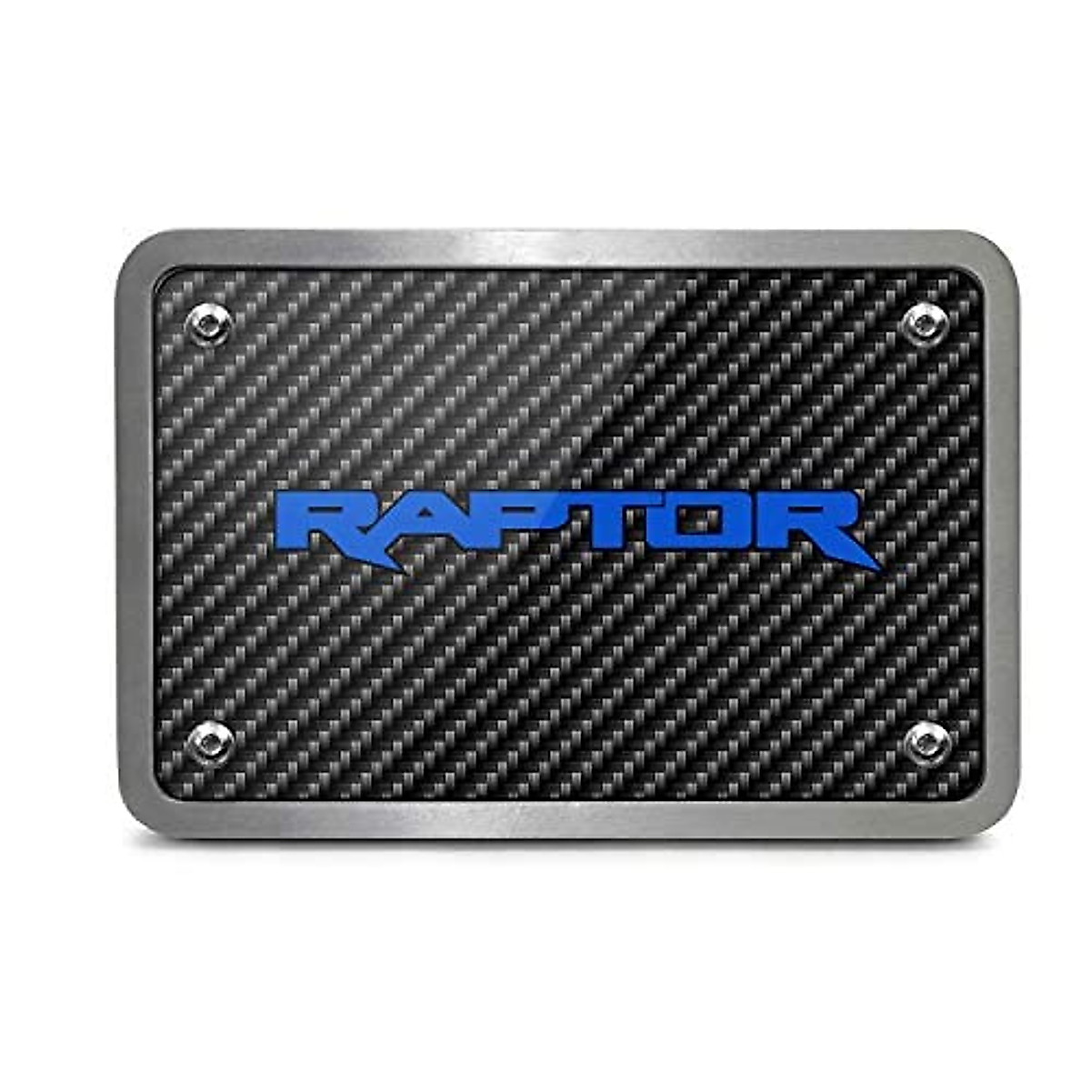 iPick Image Made for Ford F150 Raptor 2017 to 2018 in Blue Black Carbon Fiber Texture Plate Billet Aluminum 2 inch Tow Hitch Cover