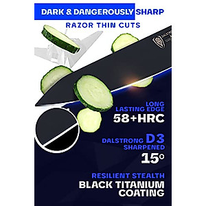 Dalstrong Utility Knife - 5.5" - Shadow Black Series - Black Titanium Nitride Coated - High Carbon - 7CR17MOV-X Vacuum Treated Steel - Sheath - NSF Certified
