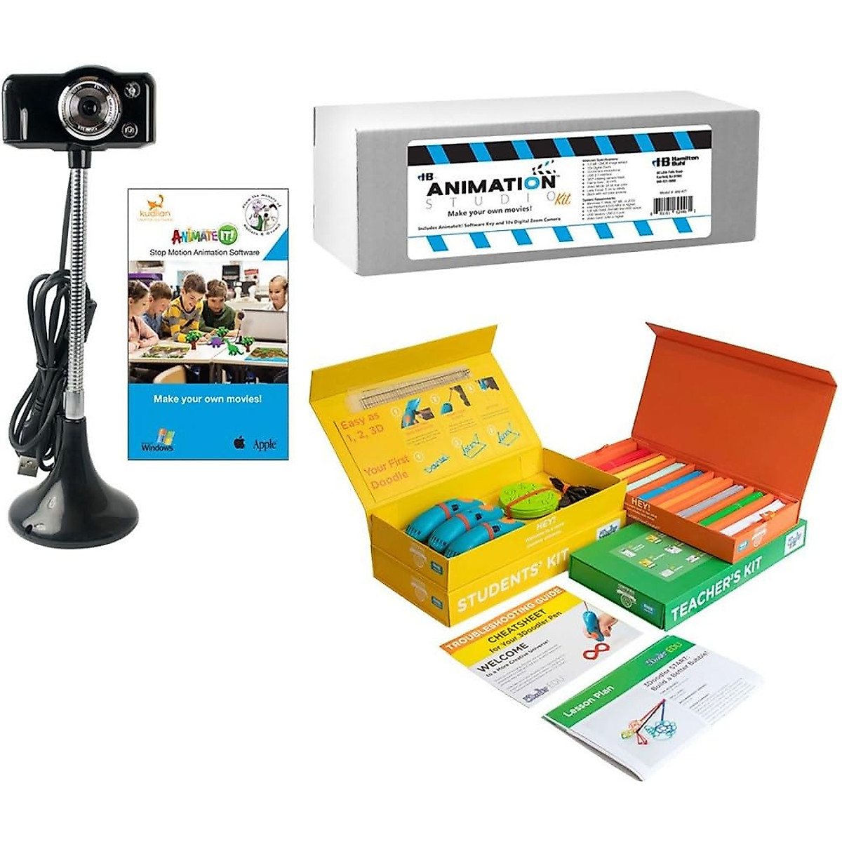 HamiltonBuhl STEAM-CP2 STEAM/STEM Content Producer's Kit #2, Includes: (1) Animation Studio Kit (ANI-KIT) and (1) 3Doodler EDU 6-Pen Classroom Learning Pack