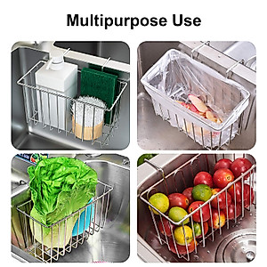 Dullrout Kitchen Sink Sponge Holder, Super Sturdy Hooked Design Kitchen Sink Caddy Organizer for Dish Cloth, Soap Dishwashing Liquid Drainer, Rustproof & Durable