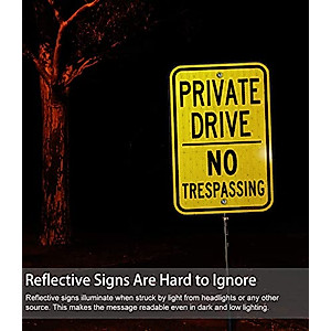 Faittoo Private Drive Sign, No Trespassing Sign, 18 x 12 Inches Engineer Grade Reflective Sheeting Rust Free Aluminum, Weather Resistant, Waterproof, Durable Ink, Easy to Mount, Indoor & Outdoor Use
