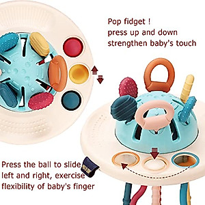 PRAGYM Baby Toys 6 to 12 Months, Montessori Toys for 1 Year Old, Pull String Sensory Toys for Toddler, Travel & Teething Toys for Car Seat/Stroller, Baby Girl Boy Gifts for 6, 9, 12, 18 Months Infant