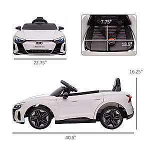 Aosom Kids Ride on Car, 12V Licensed Audi RS E-tron GT 3.1 MPH Electric Car for Kids, Ride-on Toy for Boys and Girls with Remote Control, 4 Wheels with Suspension, Horn, Music, Lights, White