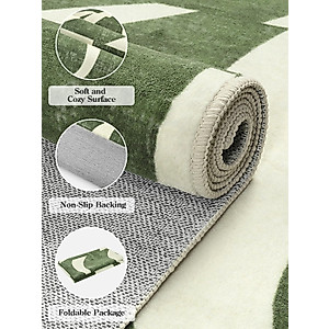 Lahome Abstract 5x7 Rug,Low-Pile Soft Green Rugs for Living Room,Retro Swirl Indoor Floor Carpet Washable for Dining Room Office Bedroom Entryway Non-Slip (5x7ft,Sage Green)