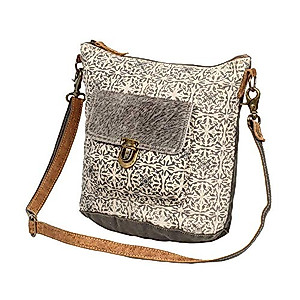 Myra Bag Ormos Upcycled Canvas & Cowhide Leather Shoulder Bag S-1255