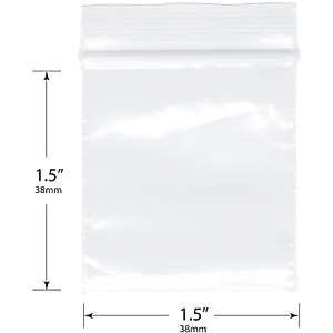 Plymor 1.5" x 1.5" (Case of 1,000), 2 Mil Zipper Reclosable Plastic Bags