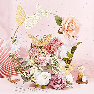 CHGCRAFT 160Pcs 5Styles Bouquet Wedding Corsages Pins 3D Gold Butterfly Wall Decor Include 100Pcs Head Pins 60Pcs 3D Gold Removable Butterfly Sticker for Birthday Party Wedding Garland