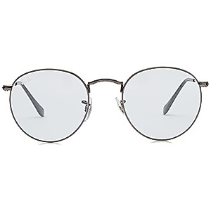 Ray-Ban Rb3447 Round Metal Polarized Sunglasses, Gunmetal/Evolve Photochromic Grey to Violet, 53 mm