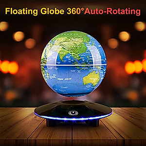 Magnetic Levitation Globe,-6 inch  Levitating Globe Lamp World Map Floating & Spinning in the Air for Educational Piece for Kids,Office Decor ,Cool GadgetS Birthday Halloween Christmas Gifts