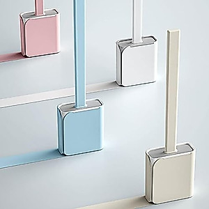 Silicone Brush Toilet Brush Clear Double Sided Brush Head Toilet Cleaner Brush Home Bathroom Toilet Bowl Brush and Holder Set