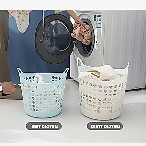 BANEBOR Portable Laundry Hamper with Handles, Rectangle Plastic Basket for Clothes,Bedroom and Storage (Red, Medium)