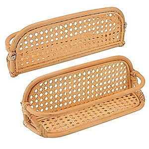 Yosoo Traditional Hand Crafted Woven Wall Mounted Floating Shelves, Rattan Wall Shelf for Bathroom Kitchen Living Room Floating Shelves Home Accents