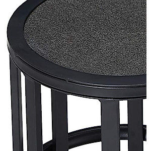 Christopher Knight Home Truda Outdoor 11 Inch Grey Finish Ceramic Tile Side Table, Black Metal