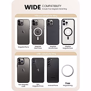 A-LuGei【Removable Wireless Charging】 MagSafe Ring, 【Foldable & Detachable】 Magnetic Cell Phone Ring Holder Finger Kickstand, 【14 Strong Magnets】 Phone Holder for Hand Mag Safe iPhone Ring Holder Grip