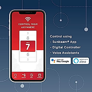 Sunbeam LoftTec Wi-Fi Connected Heated Blanket, Electric Blanket, 10 Heat Settings, Queen Size