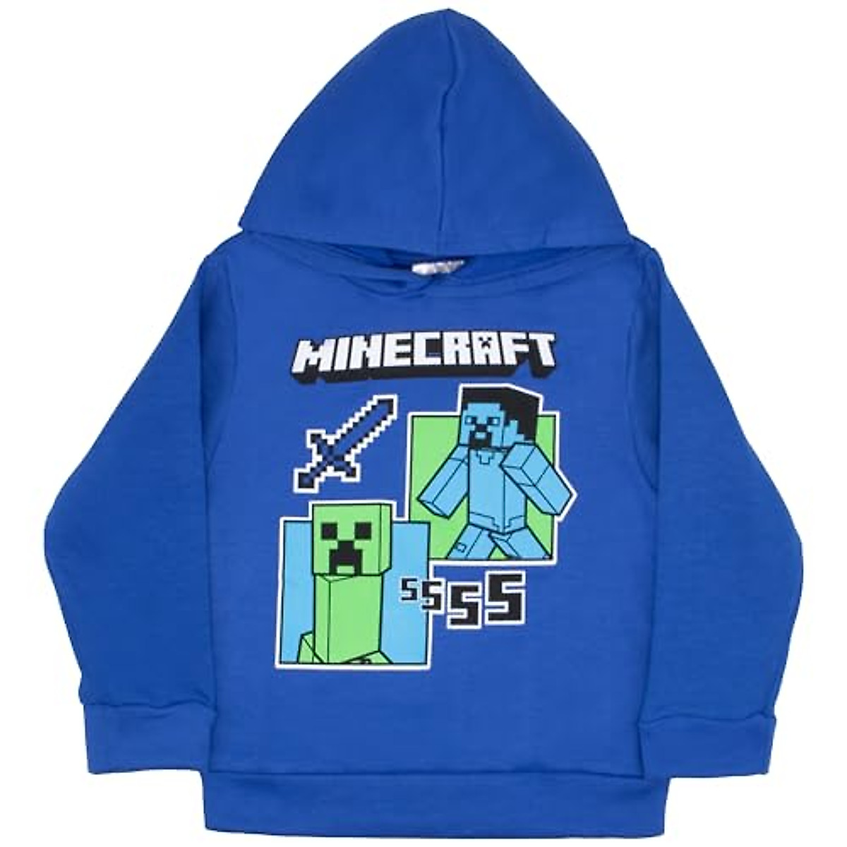 Minecraft Boys 2 Piece Fleece Pants Sets, Pullover Hoodie and Jogger Set for Boys (Blue, Size 7)