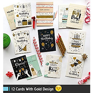 Happy Birthday Cards Assortment - Bday Cards in Bulk - 5x7 Assorted Variety Box Set 40 Pack Unique Designs with Envelopes - Birthday Card for Men Women Kids - for Office - Greeting Message Inside