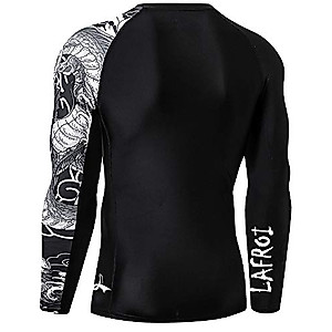 LAFROI Men's Long Sleeve UPF 50+ Baselayer Skins Performance Fit Compression Rash Guard-CLYYB Asym Dragon Size SM