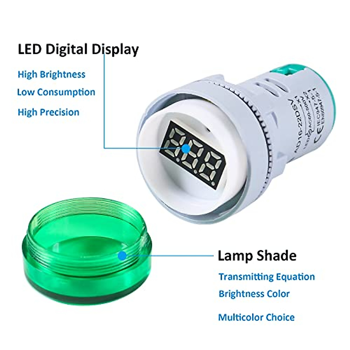 DIANN 2pcs AC Voltage Display AC 60-500V Digital Voltmeter LED Display Voltage Meter Monitor 110V 220V Detetor Red Green