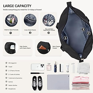 BOSTANTEN Weekender Bags for Women Travel Under Seat Carry On Bag Duffle Bag with Shoe Compartment Overnight Hospital Bags
