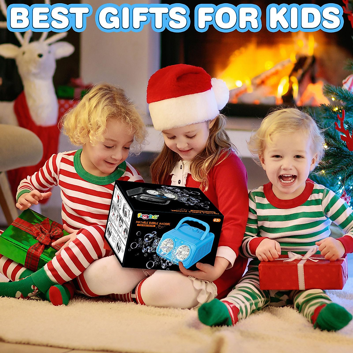 Kids Bubble Machine Automatic Bubble Blower - FUNNYB&G Bubble Maker 16000+ Bubbles Per Minute Bubble Toy for Parties Outdoor Wedding Christmas Birthday (Operated by Plugin or Batteries)