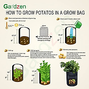 Gardzen 6 Pack BPA-Free 10 Gallon Vegetable Grow Bags with Access Flap and Handles, Suitable for Planting Potato, Taro, Beets, Carrots, Onions, Peanut