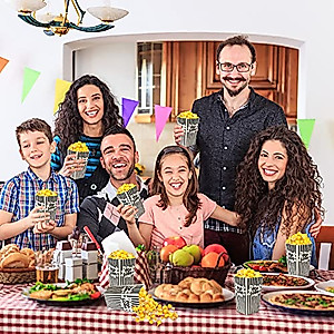 Paper Popcorn Bags, DECYOOL 45 Popcorn Bags Black and White Movie Night Popcorn Boxes Mini Pop Corn Buckets and Container for Home,Carnival Party, Decorations