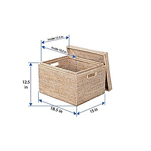 Kouboo La Jolla Rattan Box Basket, White-wash