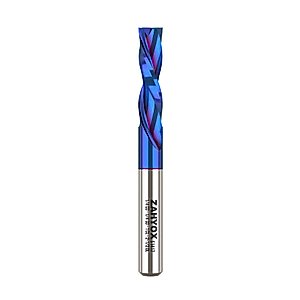 ZahyoX 1/4 Inch Shank Downcut Spiral Router Bit, Nano Coated Solid Carbide Straight CNC End Mill for Wood, 1/4 Dia x 1 CL x 2-1/2 OVL