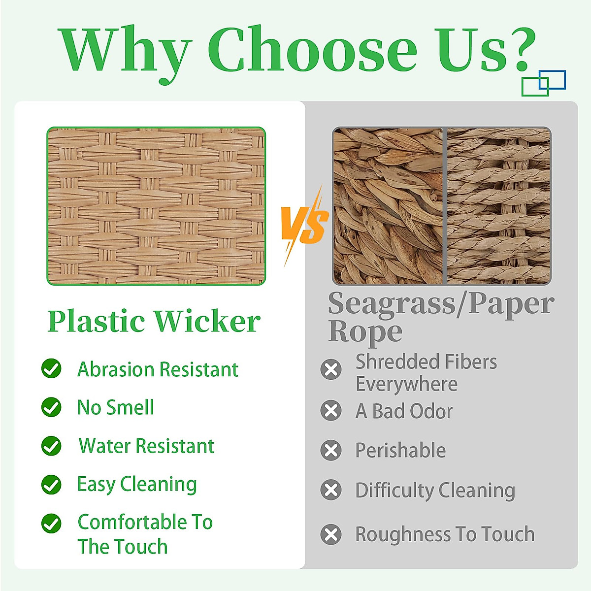 Bidtakay Wicker Storage Baskets with Liners 11x11 Storage Cube Bins with Handles Imitation Water Hyacinth 4-Pack Waterproof Woven Storage Baskets for Organizing Rattan Baskets Organizer-Natural