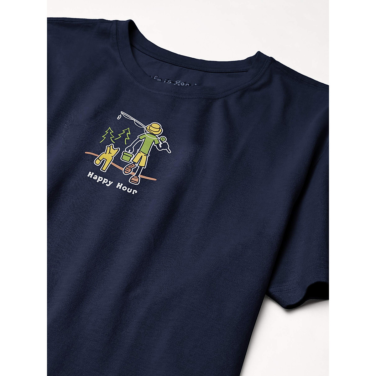 Life is Good Men's Standard Crusher T, Short Sleeve Cotton Graphic Tee Shirt, Happy Hour Fishing, Darkest Blue, 3X-Large