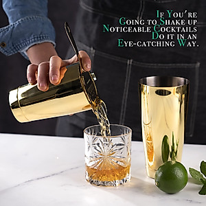 Homestia 2-Piece 18 oz & 28 oz Boston Shaker Set Boston Shaker Tins, Golden Boston Cocktail Shaker Liquor Shaker Metal Shaker Bottle, Drink Shakers Cocktail Bar Tins Shakers Bartending Alcohol Shaker