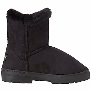 bebe Girls' Winter Boots - Faux Shearling Booties with Charm Side Zip - Boots for Girls - Fuzzy House Shoe Slippers (11-4), Size 1 Little Kid, Black