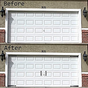 WINSOON Magnetic Decorative Garage Door Carriage Accents Hardware Kit, 1 Set of House Garage Faux Hinges & Handles, Screw in, Curb Appeal Decor, Black