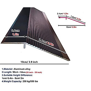 XHP 35-59 inch Aluminium Floor Threshold Transition Strip 4 inch Wide Modern Metal Tile Floor Edging Trim Cuttable Carpet Edge Strip Doorway Reducer Non-Slip Long Divider Strip Wood to Tile